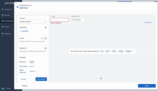 Working with Dashboards in Axiom
