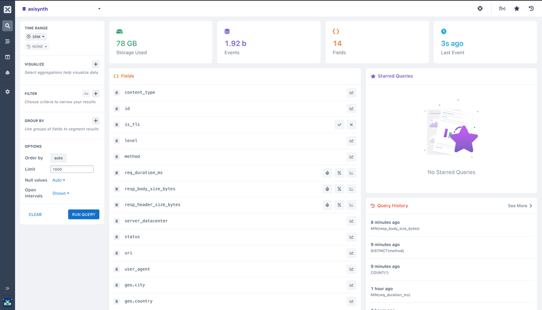 Visualizing log events with Axiom