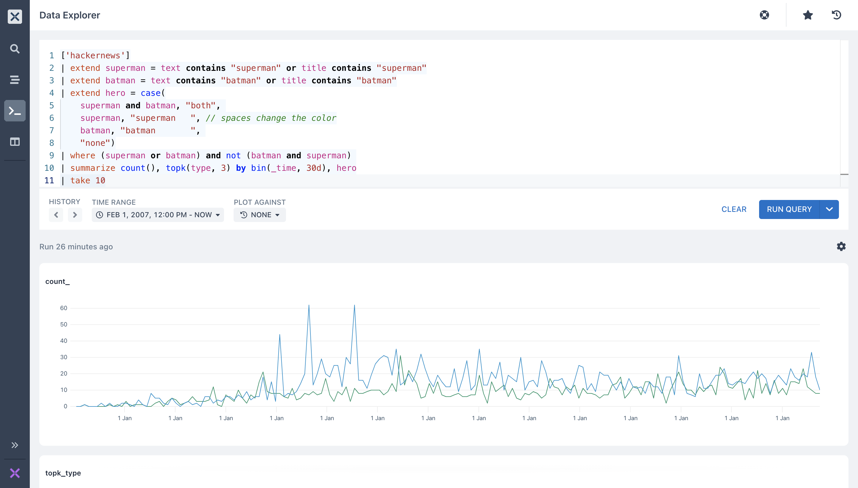 Monitoring using Axiom's Data Explorer