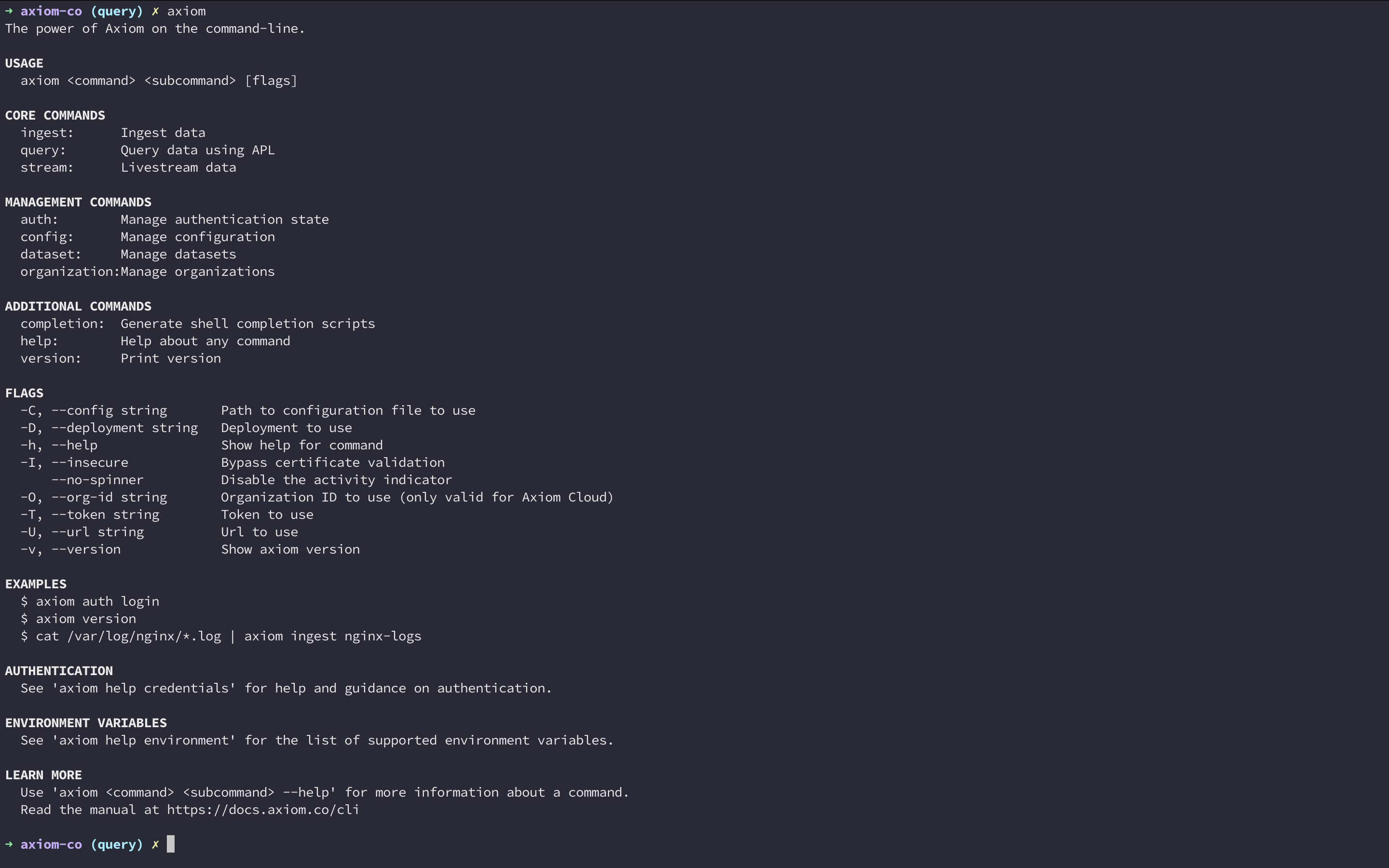 Query Logs with Axiom CLI